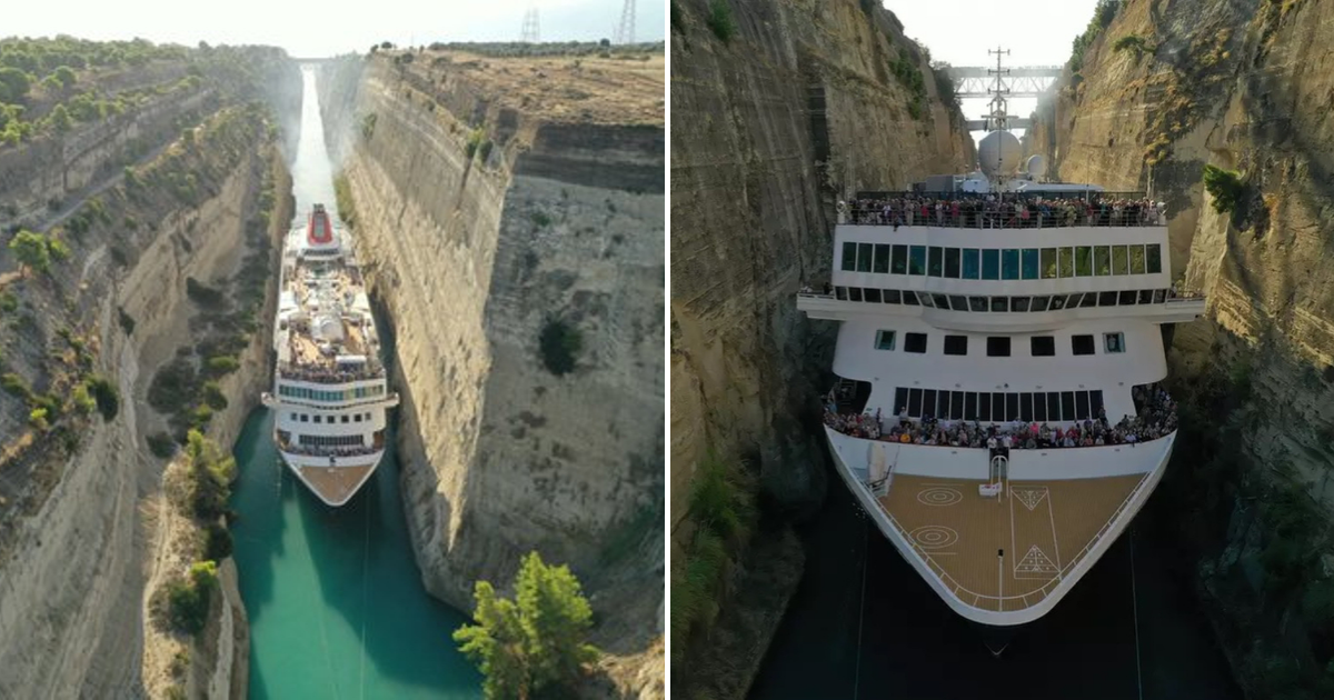 Giant Cruise Ship Caught On Camera Passing Through A Narrow Canal ...