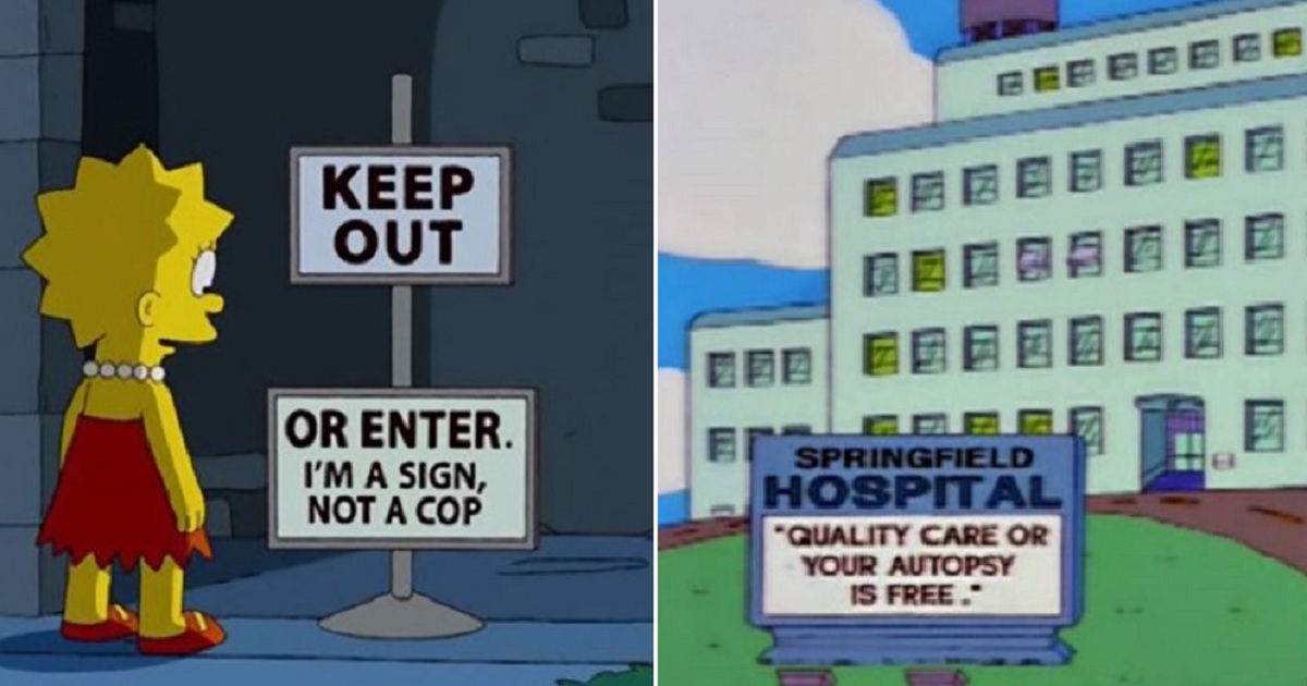 10 Hilariously Witty Signs From The Simpsons Show - Small Joys